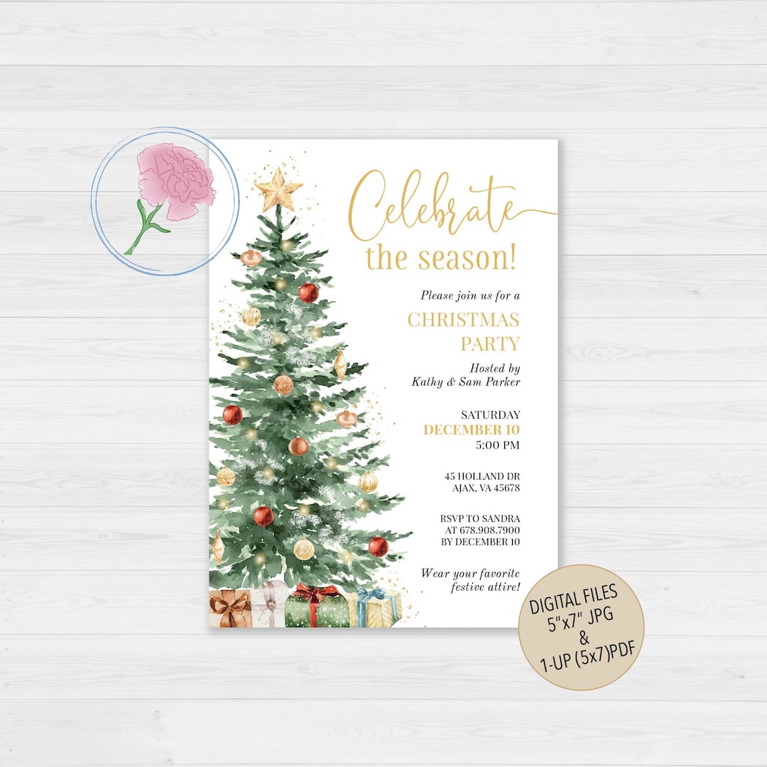 Christmas Party Invitation,celebrate the Season Invite,holiday Party ...