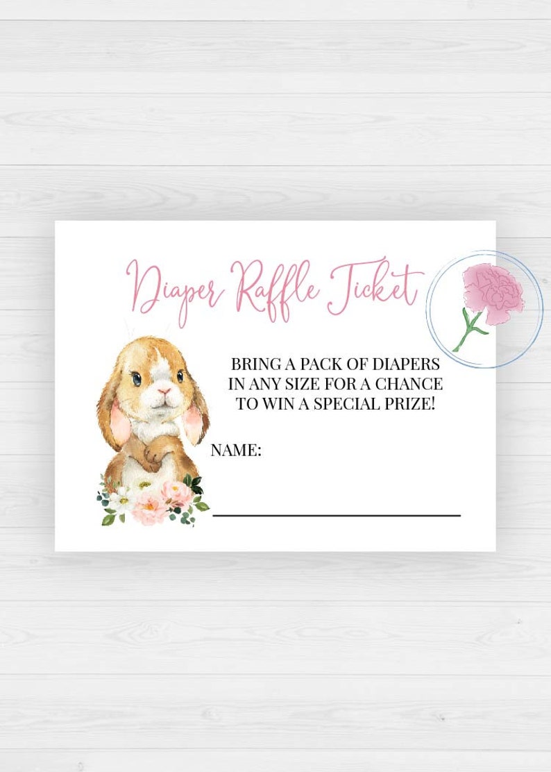 BUNNY Diaper Raffle Sign and Raffle Ticketspink Floral - Etsy