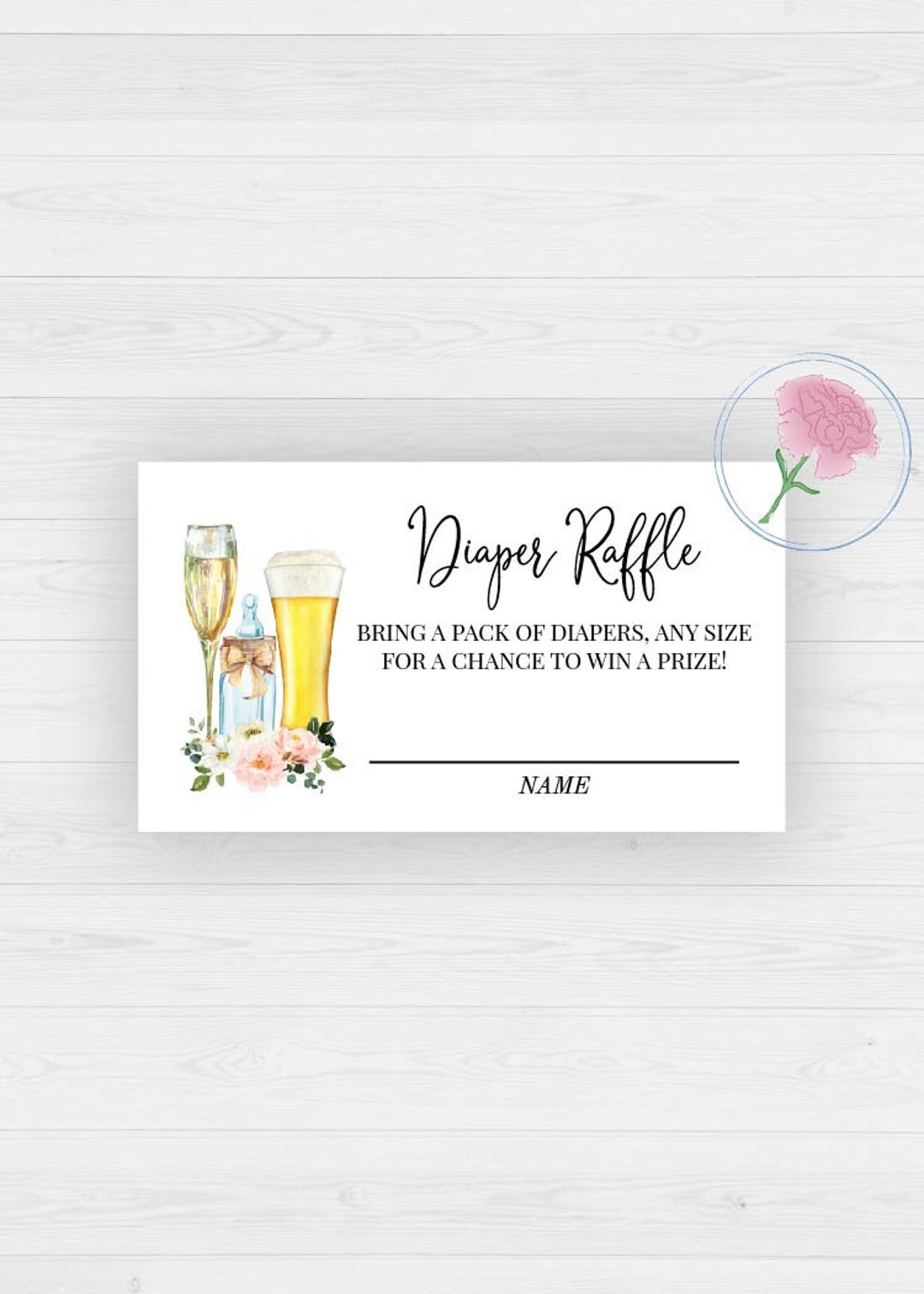 Blush Pink Floral Diaper Raffle Sign and Tickets,bubbles and Brews ...