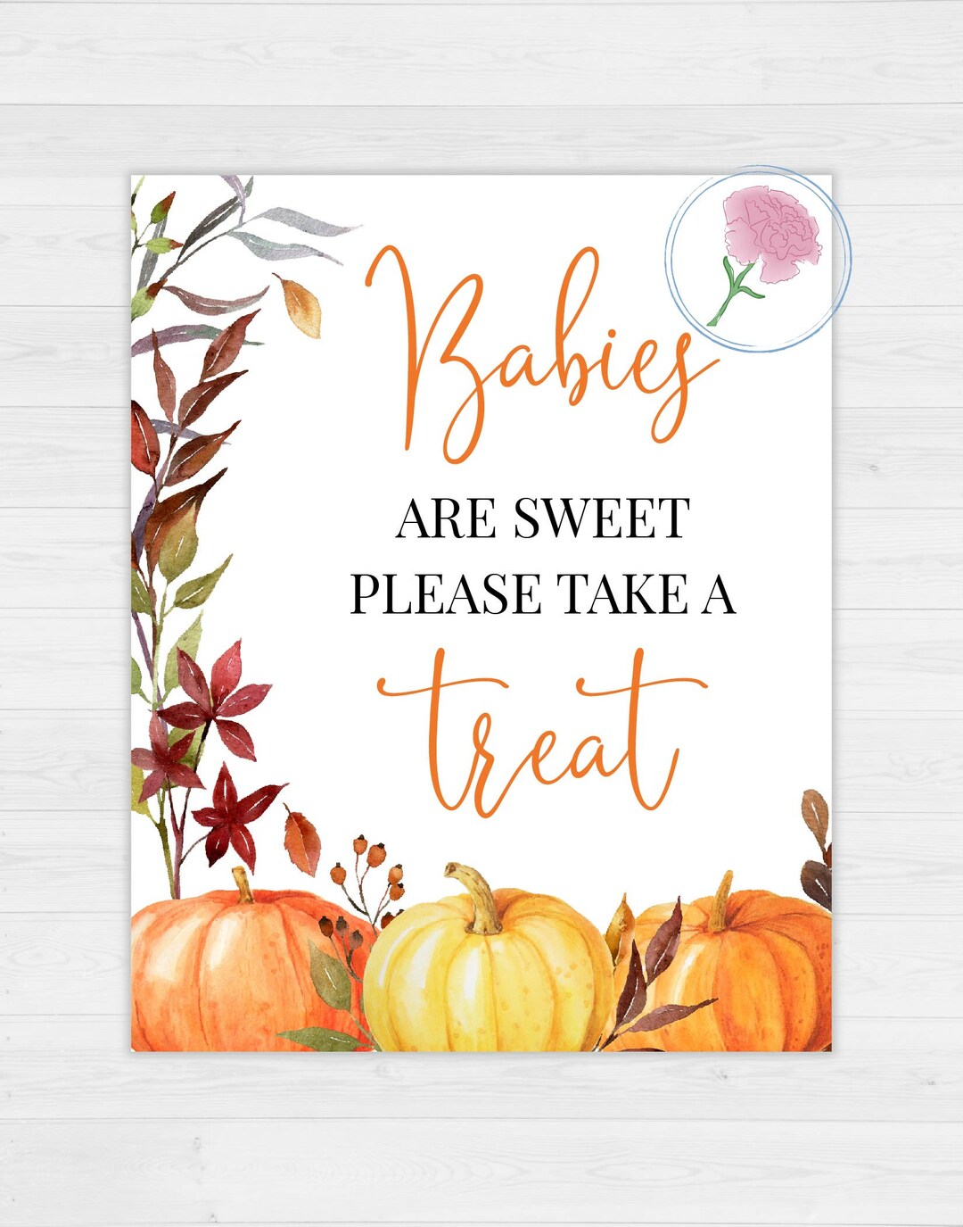Fall Theme Baby Shower Sign,pumpkin Printable 8x10 Sign,fall Pumpkin ...