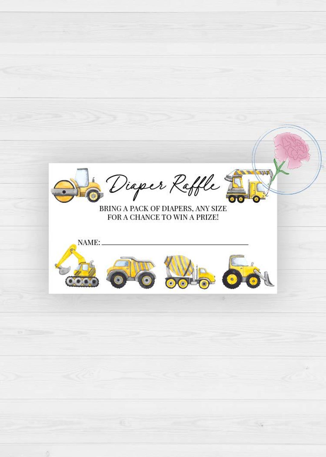 Construction Diaper Raffle Sign and Tickets,construction Printable 8x10 ...
