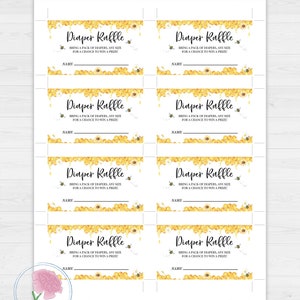 Bee and Sunflowers Diaper Raffle Sign and Tickets,bee Printable 8x10 ...