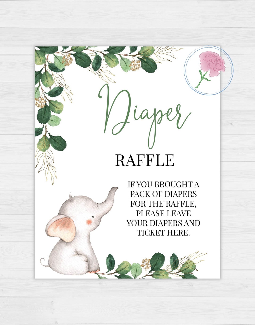 Little Peanut Diaper Raffle Sign and Raffle Tickets,baby Elephant ...