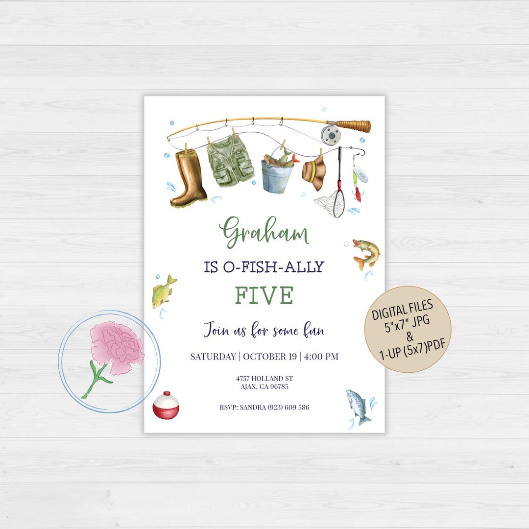 Fishing Birthday Invite,customized Digital Fishing Kid's Birthday ...