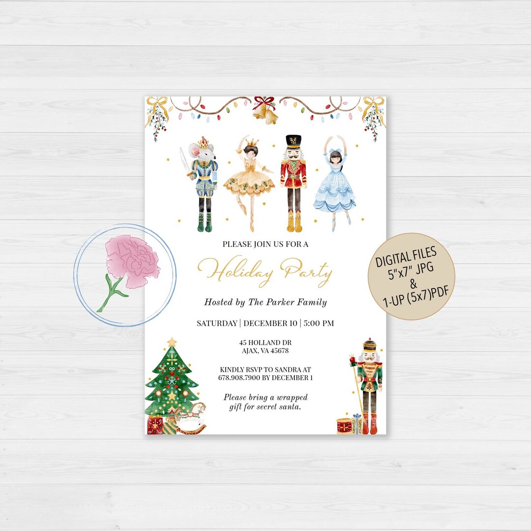 Nutcracker Christmas Party Invitation,nutcracker Birthday Party ...