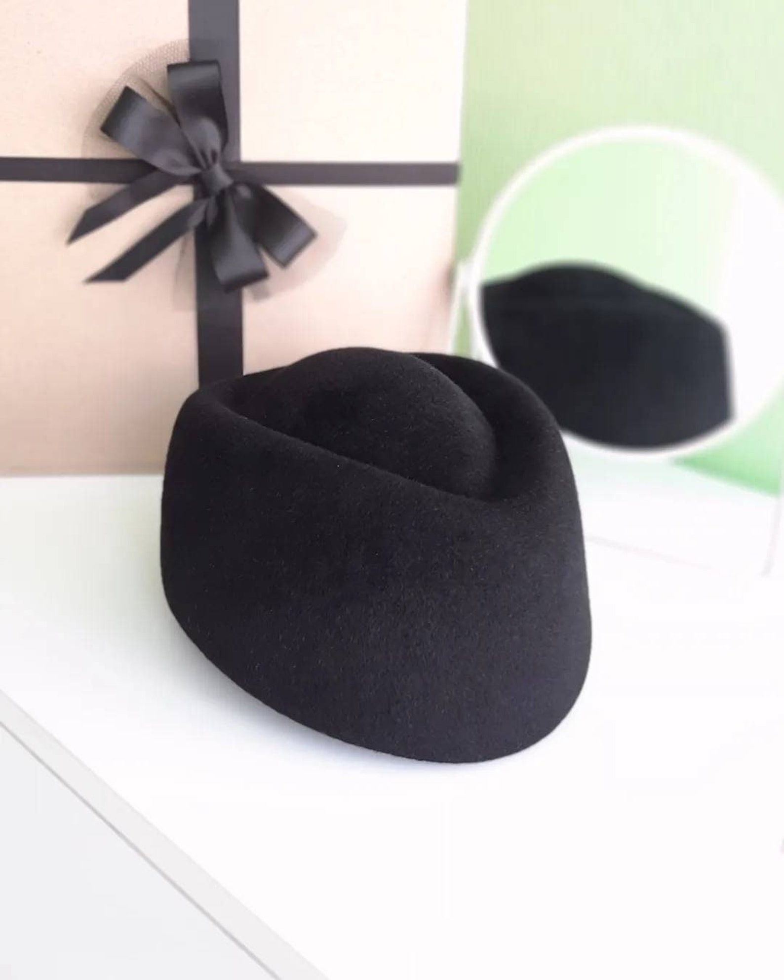 Black Felt Women Designer Pillbox Hat Couture Occasion Hat - Etsy