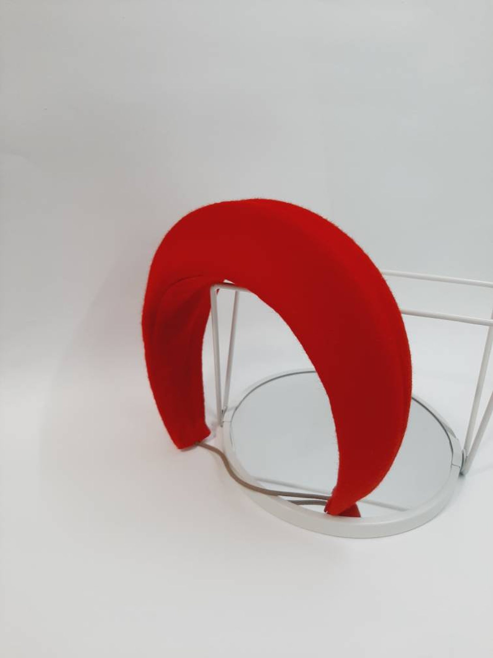 Cocktail Fascinator Halo Headband Elegant Designer Red Velour - Etsy