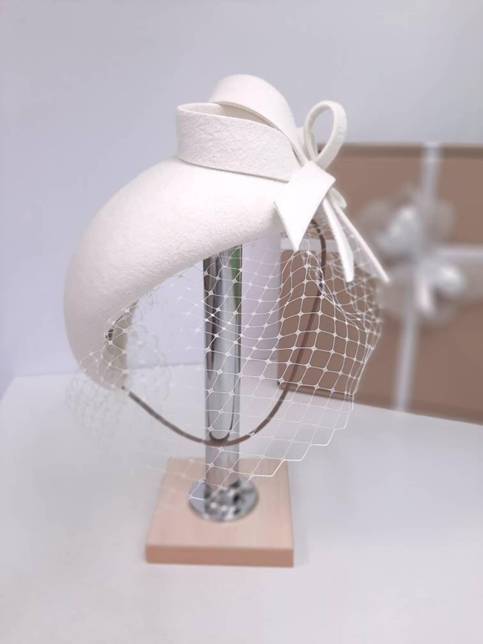 Ivory Wedding Felt Pillbox Bride Hat Wedding Wool Veil - Etsy