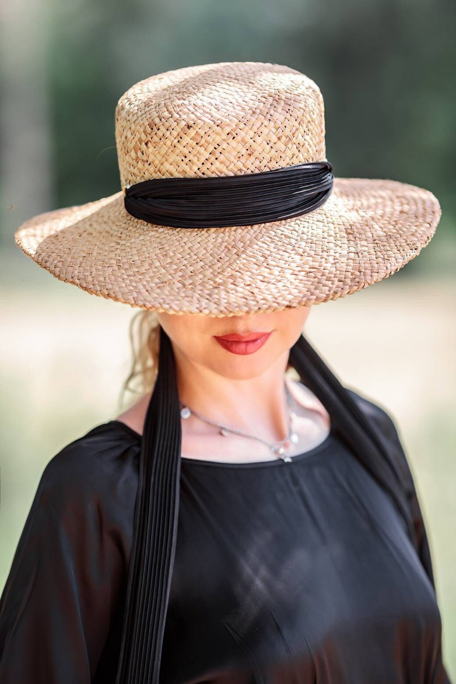 Straw Boater Hat: Wide Brim Summer Hat With Ribbon - Etsy