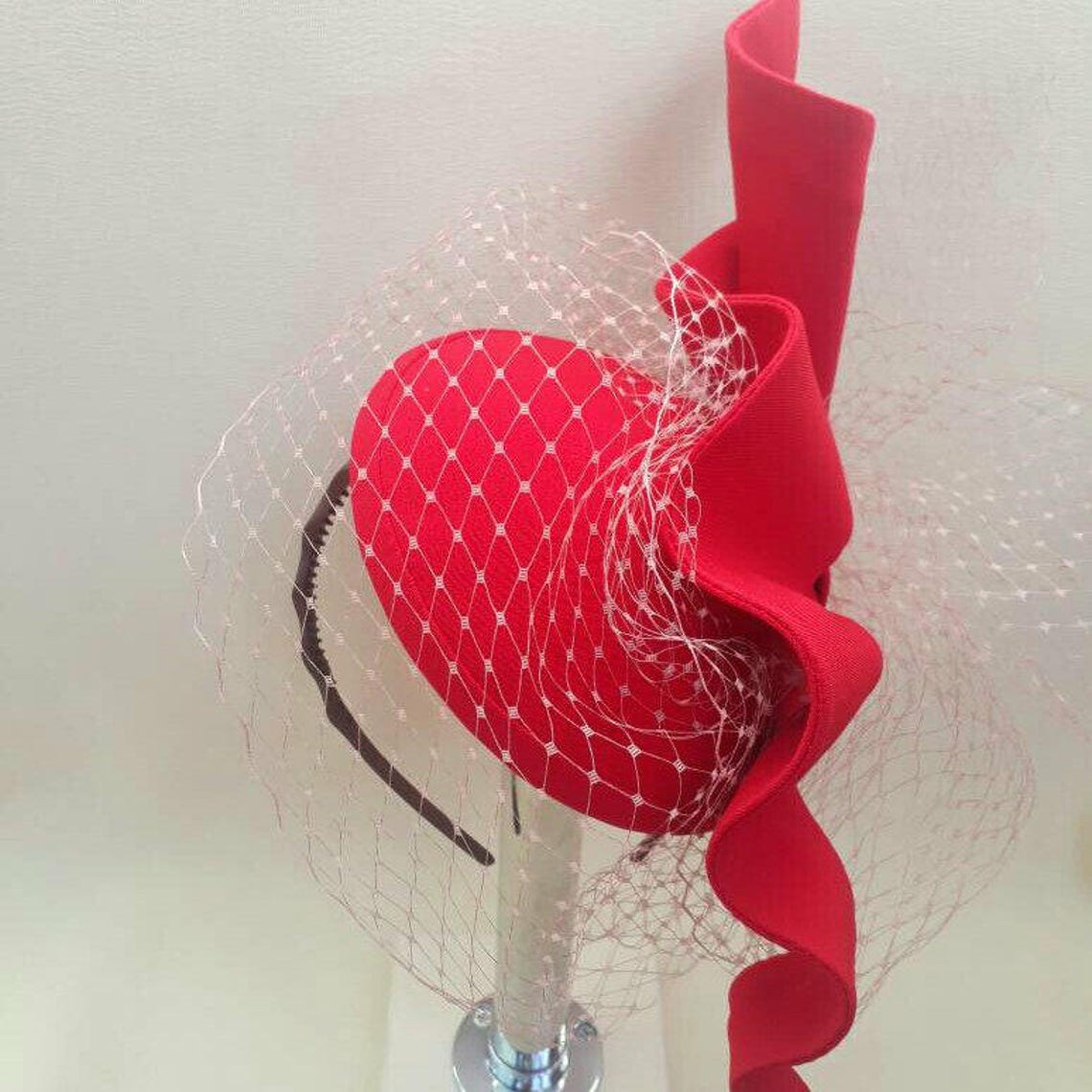Fashion Modern Fascinator Hat With Veil Wedding Guest Hat | Etsy