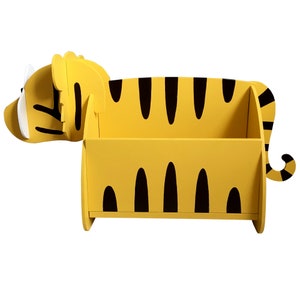 Tiger Kids Book Rack Children Book Caddywooden Toy Storage | Etsy