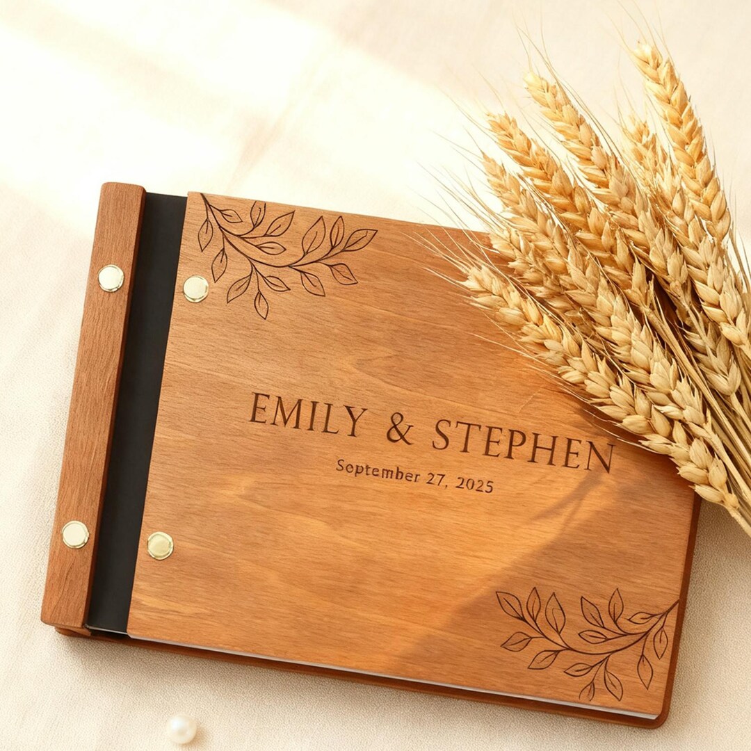 Rustic Wood Wedding Guestbook, Personalized Wooden Wedding Guest Book ...