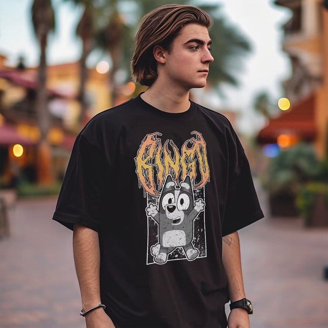 Bingo Metal Shirt: Disney Bluey Goth Punk Tee Deathmetal Halloween ...