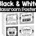 Editable Black and White Classroom Rules Posters Black and White ...