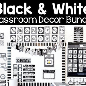 PRINTABLE Color Posters Pack Black and White Classroom Decor Black and ...