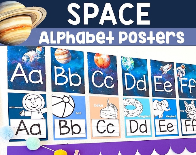 26 Outer Space Alphabet Flashcards | Preschool Flash Cards | Science ...