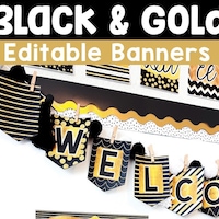 Black and Gold Classroom Decor Bundle Classroom Bulletin Board Display ...