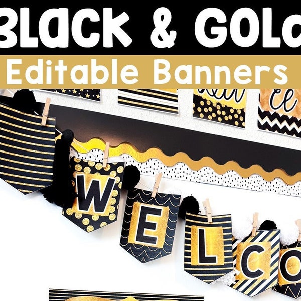 Black and Gold Classroom Decor Bundle Classroom Bulletin Board Display ...
