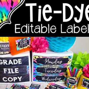 Tie Dye Retro Classroom Decor Bundle Classroom Bulletin Board Display ...