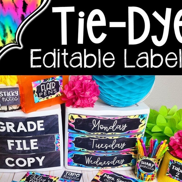 Tie Dye Retro Classroom Decor Bundle Classroom Bulletin Board Display ...