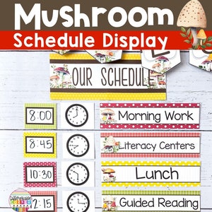 Editable Daily Schedule Cards Mushroom Retro Classroom Decor Printable ...