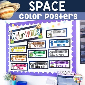 PRINTABLE Color Posters Pack Space Theme Classroom Decor Colors Posters ...