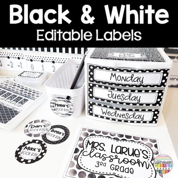 Black and White Supply Labels - Etsy