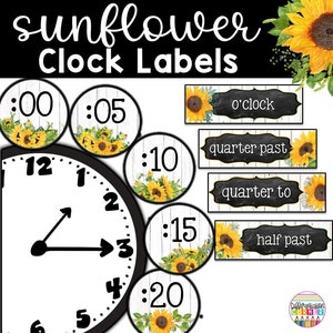 PRINTABLE Clock Label Numbers in 5 Minute Intervals | Sunflower ...