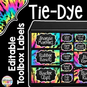 Tie Dye Teacher Tool Box Labels, Groovy Hippie Classroom Decor Teacher ...