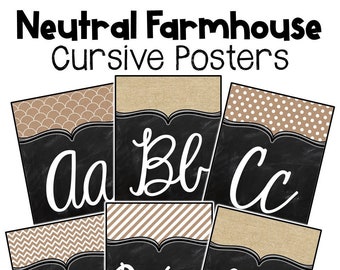 Cursive Alphabet Posters With Graphics Boho Plants Classroom Decor ...