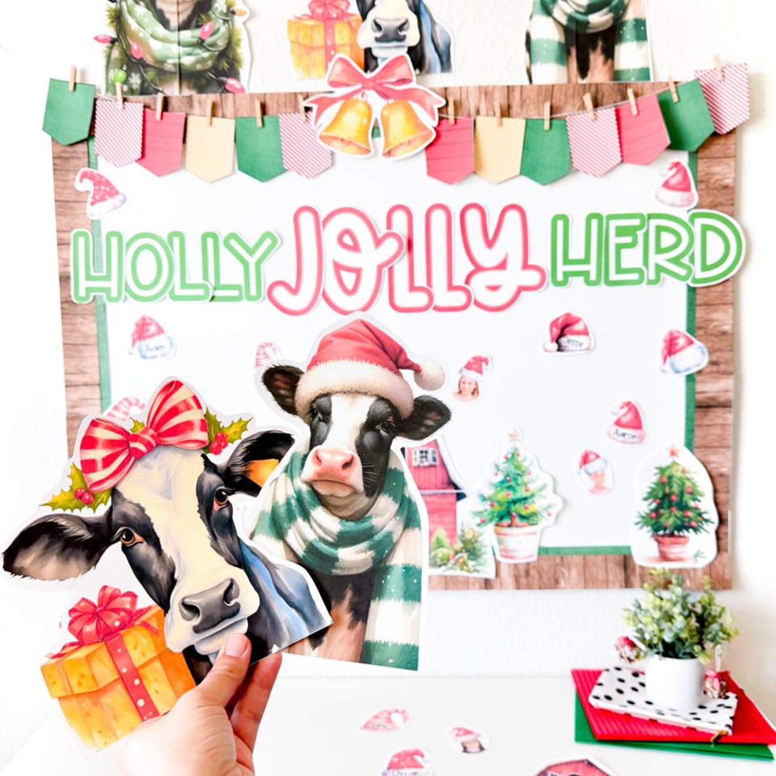 Cow Christmas Bulletin Board Kit, Holiday Classroom Decor - Etsy