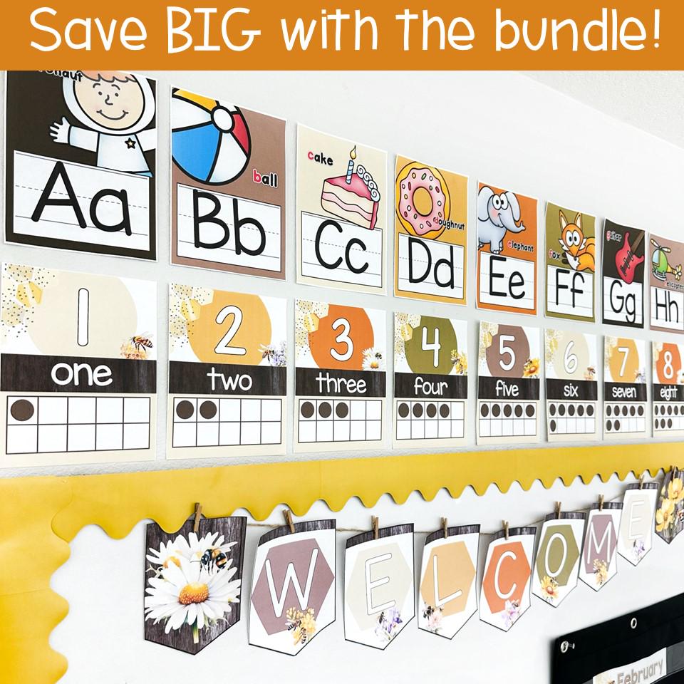 Bee Classroom Calendar Set & Weather Display Bee Classroom Decor Space ...