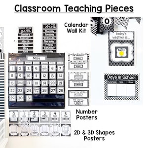 Modern Black and White Classroom Decor Bundle Classroom Bulletin Board ...