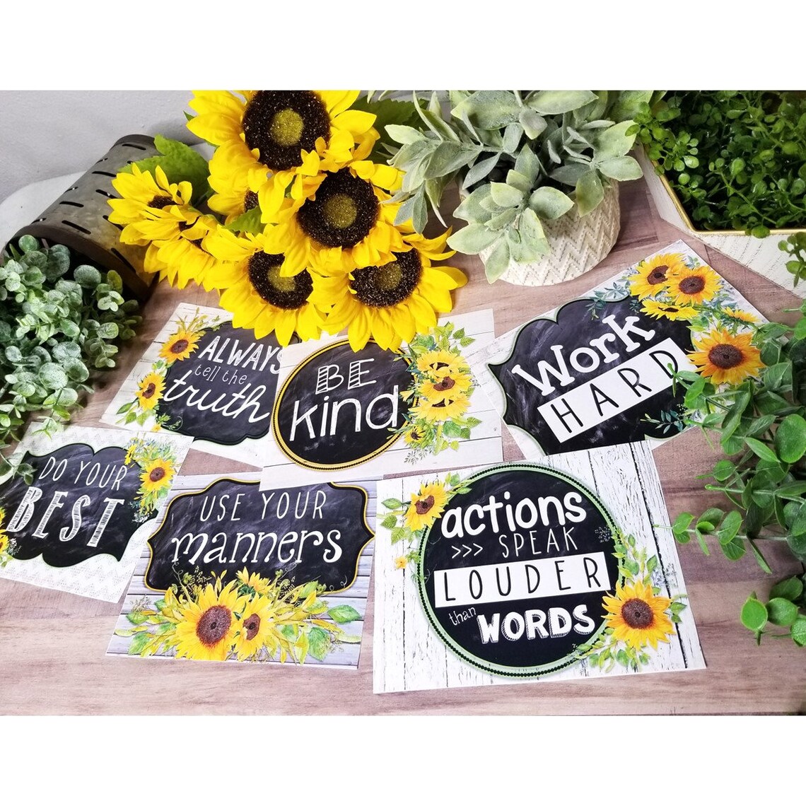 Editable Classroom Rules Posters Sunflower Farmhouse Classroom Decor ...