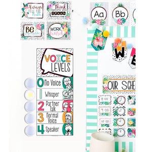 Printable Voice Level Chart Posters, Tropical Classroom Decor, Editable ...