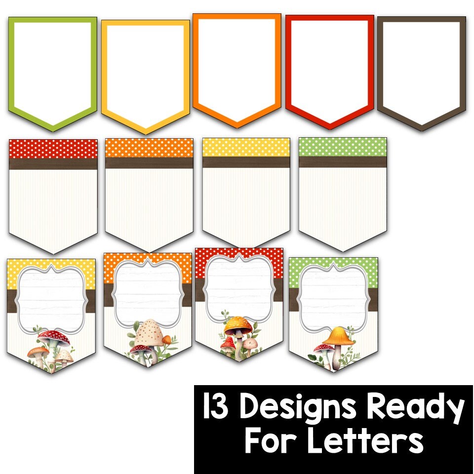 Editable Toadstool Bunting Bulletin Board Banner Letters Mushroom ...