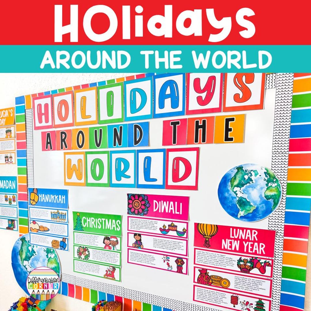 Holidays Around the World Bulletin Board Winter Door Decorations ...