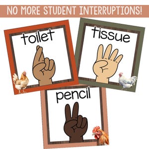 Classroom Hand Signal Posters Chicken Farm Classroom Decor Editable ...