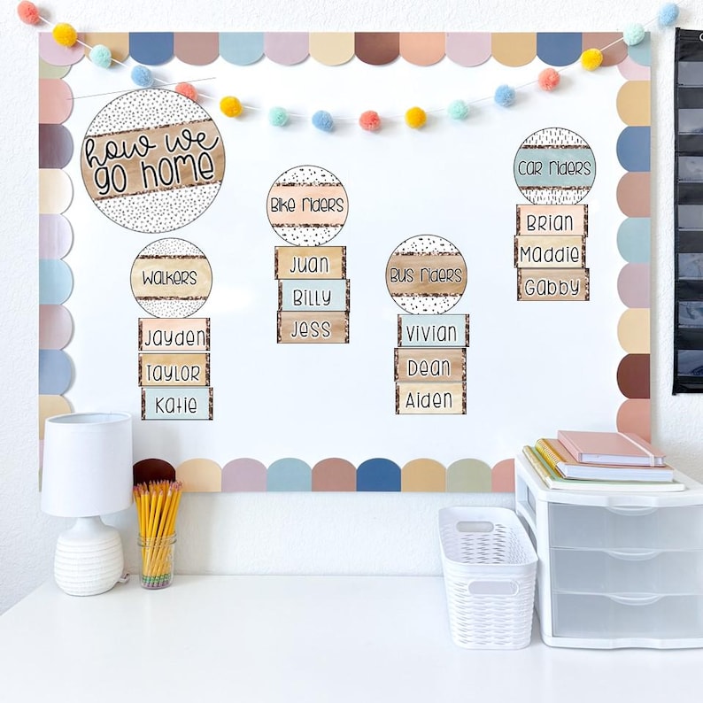 Neutral How We Go Home Dismissal Chart Template | Neutral Boho ...