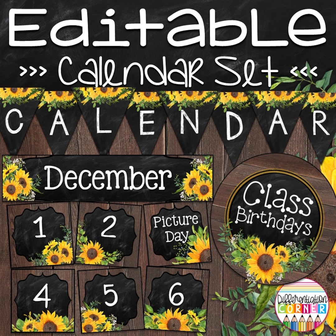 Classroom Calendar & Weather Display Set Sunflower Farmhouse Classroom ...