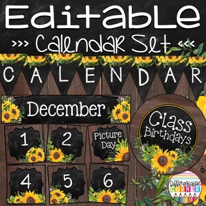 Classroom Calendar & Weather Display Set Sunflower Farmhouse Classroom ...