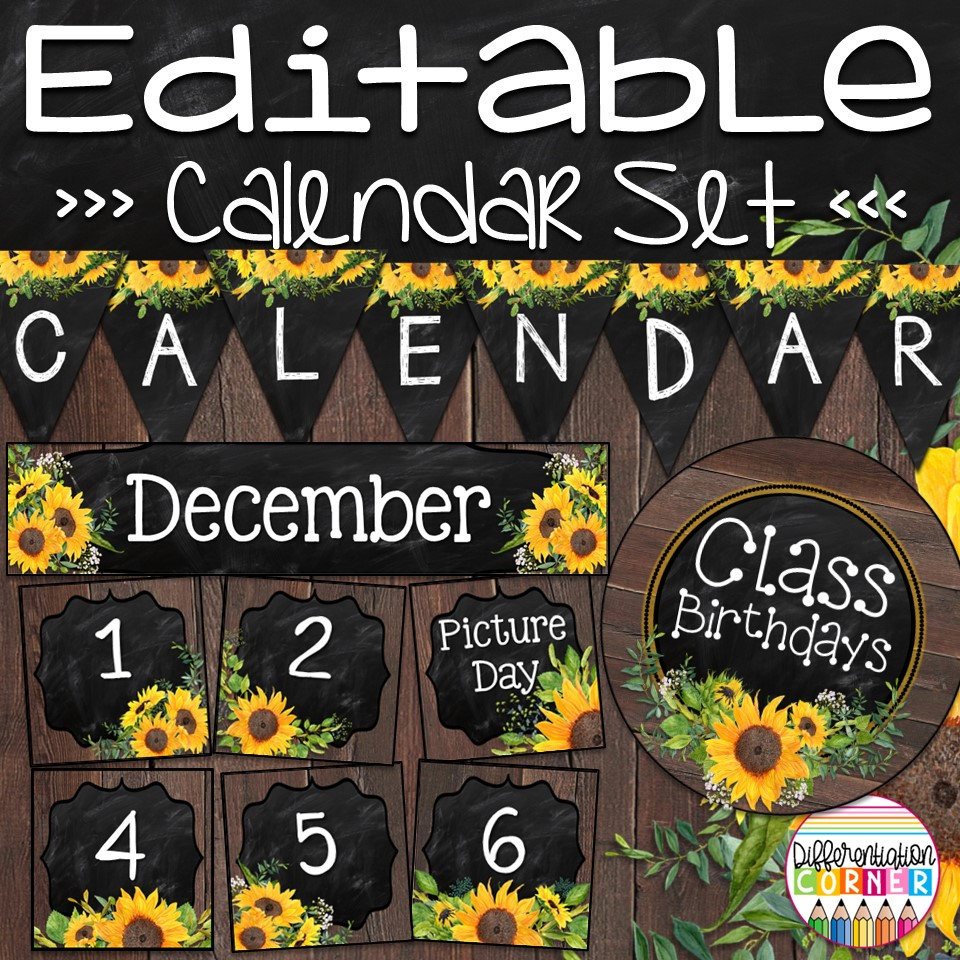 Classroom Calendar & Weather Display Set Sunflower Farmhouse Classroom ...