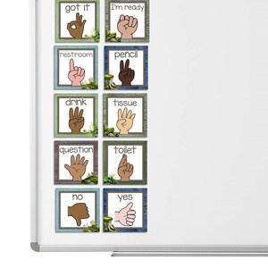 Classroom Hand Signal Posters, Nature Classroom Decor, Editable Hand ...