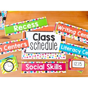 Editable Daily Schedule Cards Confetti Rainbow Classroom Decor ...