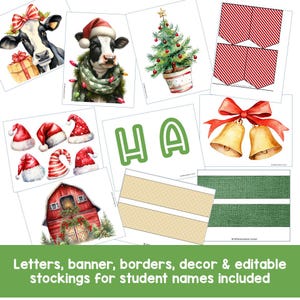 Cow Christmas Bulletin Board Kit, Holiday Classroom Decor - Etsy