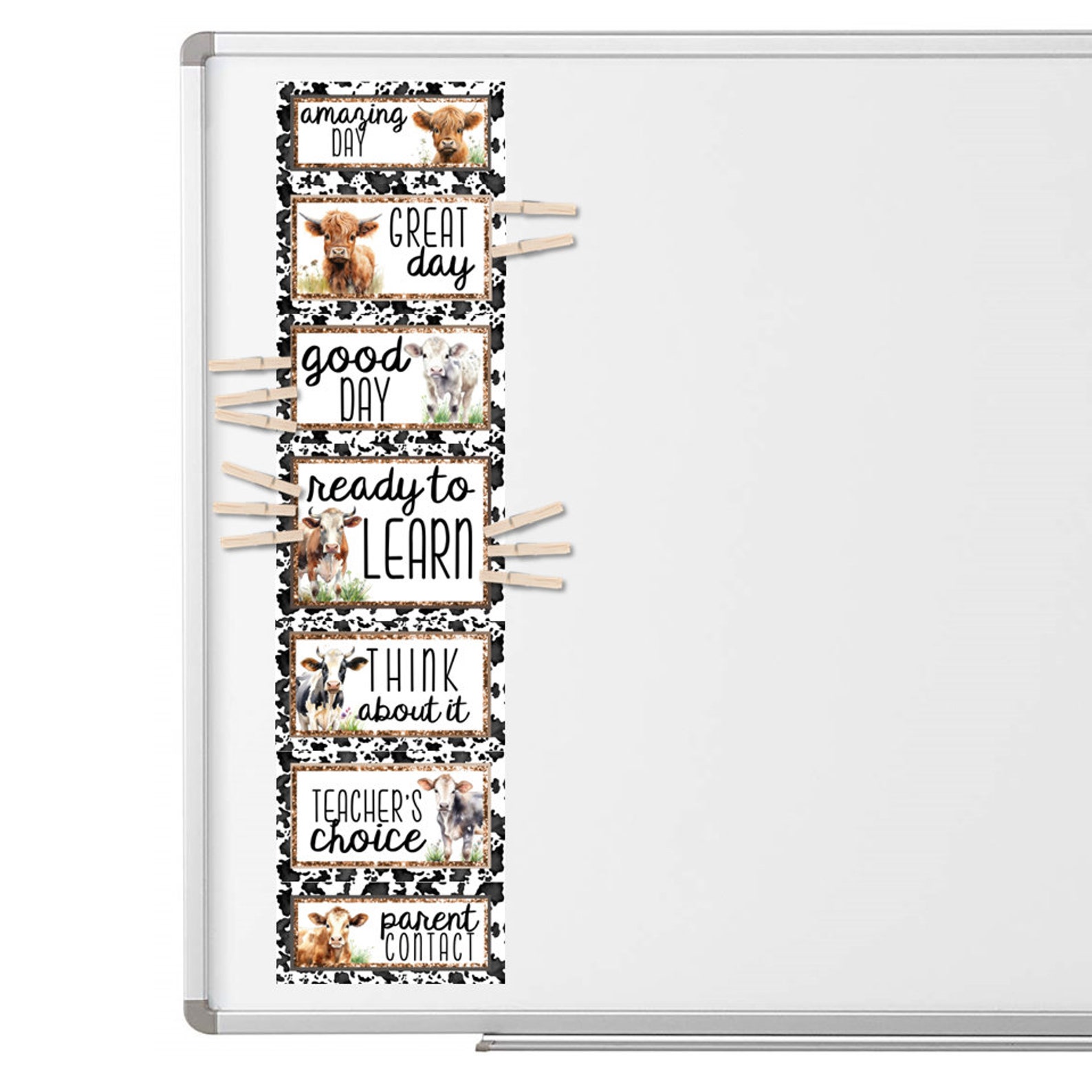 Printable Cow Print Behavior Clip Chart Farmhouse Classroom Decor ...