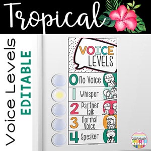 Printable Voice Level Chart Posters, Tropical Classroom Decor, Editable ...