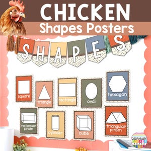 PRINTABLE Shapes Poster Charts Farmhouse Chicken Classroom Decor 2D and ...