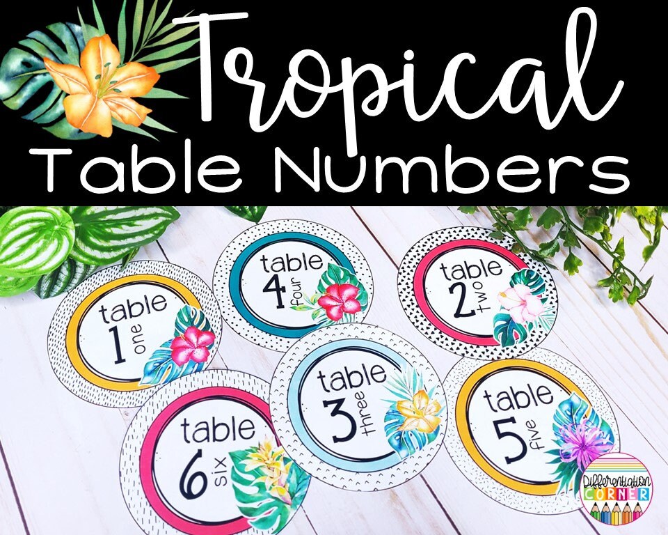 PRINTABLE Tropical Numbers Tropical Classroom Decor - Etsy