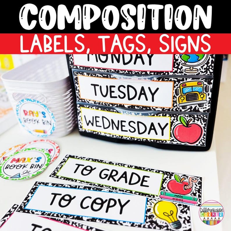 Editable Classroom Supply Labels Tags Posters Signs Composition ...